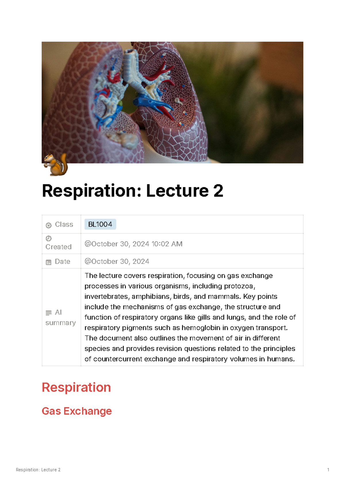 Respiration Lecture 2 - 🐿 Respiration: Lecture 2 Class BL Created Date ...