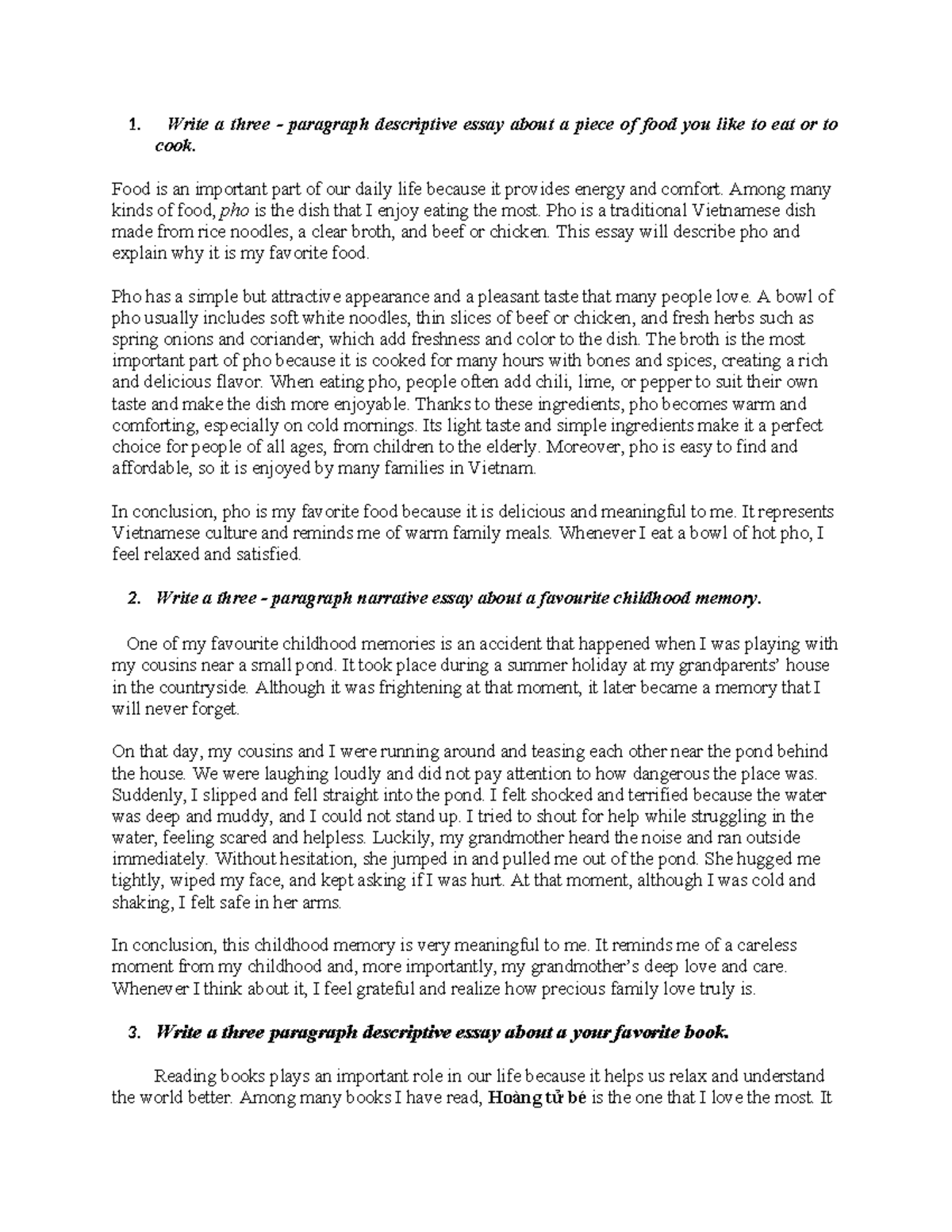 GHP Writing 3: Descriptive and Narrative Essays on Food, Memories, and ...