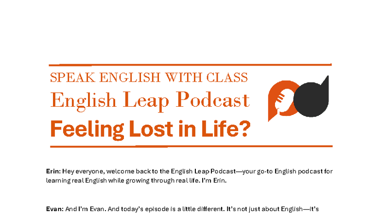 Feeling Lost in Life? Insights from English Leap Podcast - Studocu