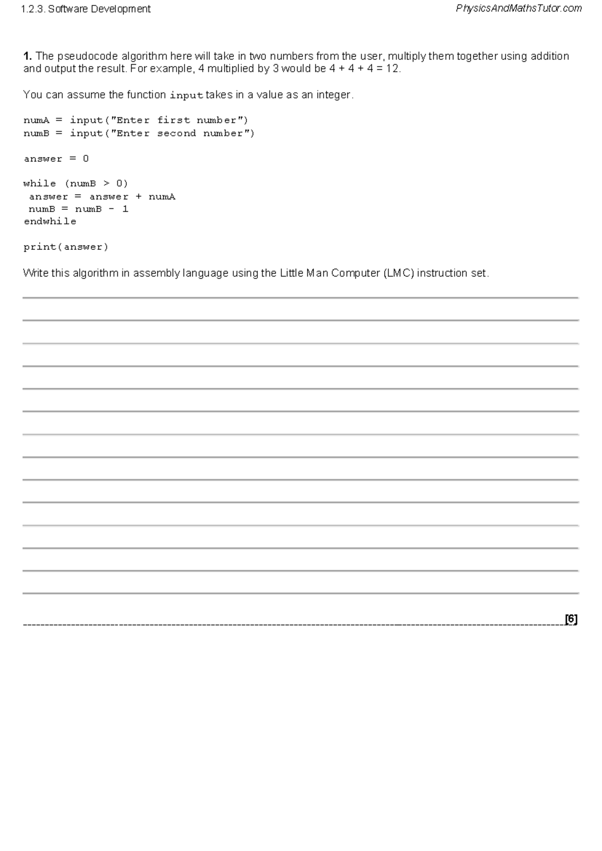 1.2.3. Software Development Final Exam QP - Studocu