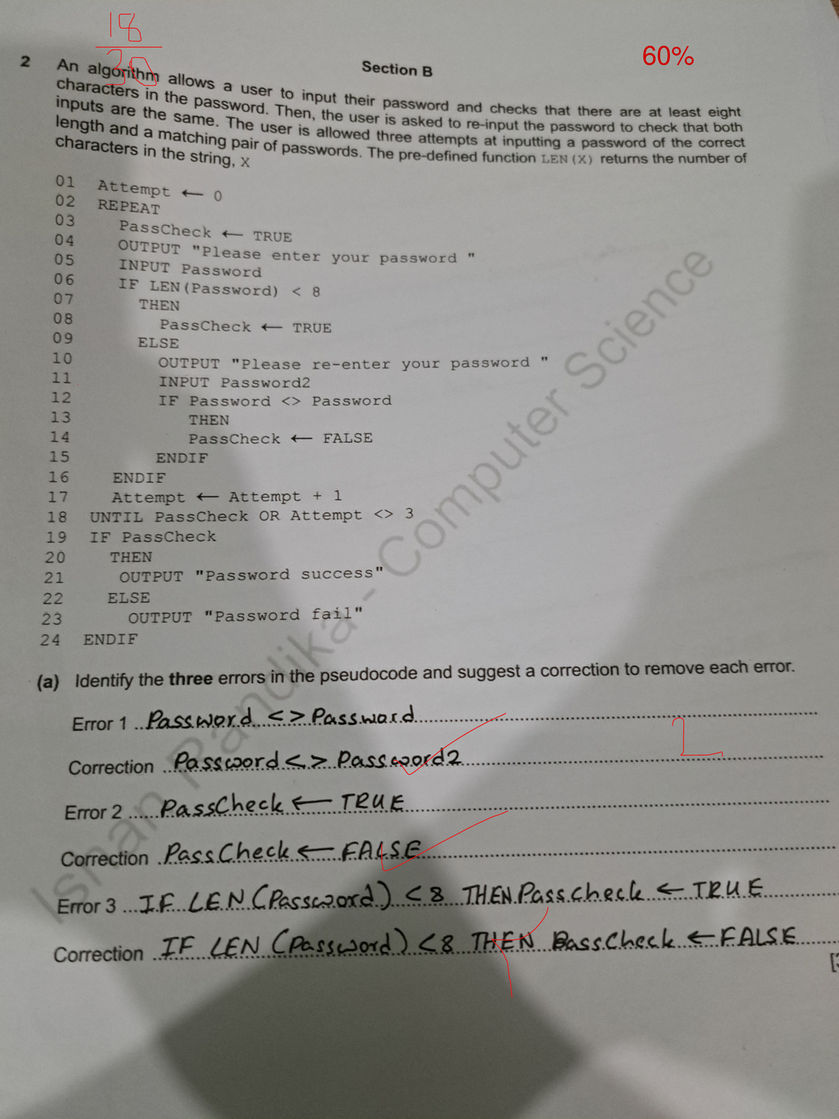 Avril - CS - P9 - ..... - 18 2 An algorithm Section B characters inputs in the allows password ...