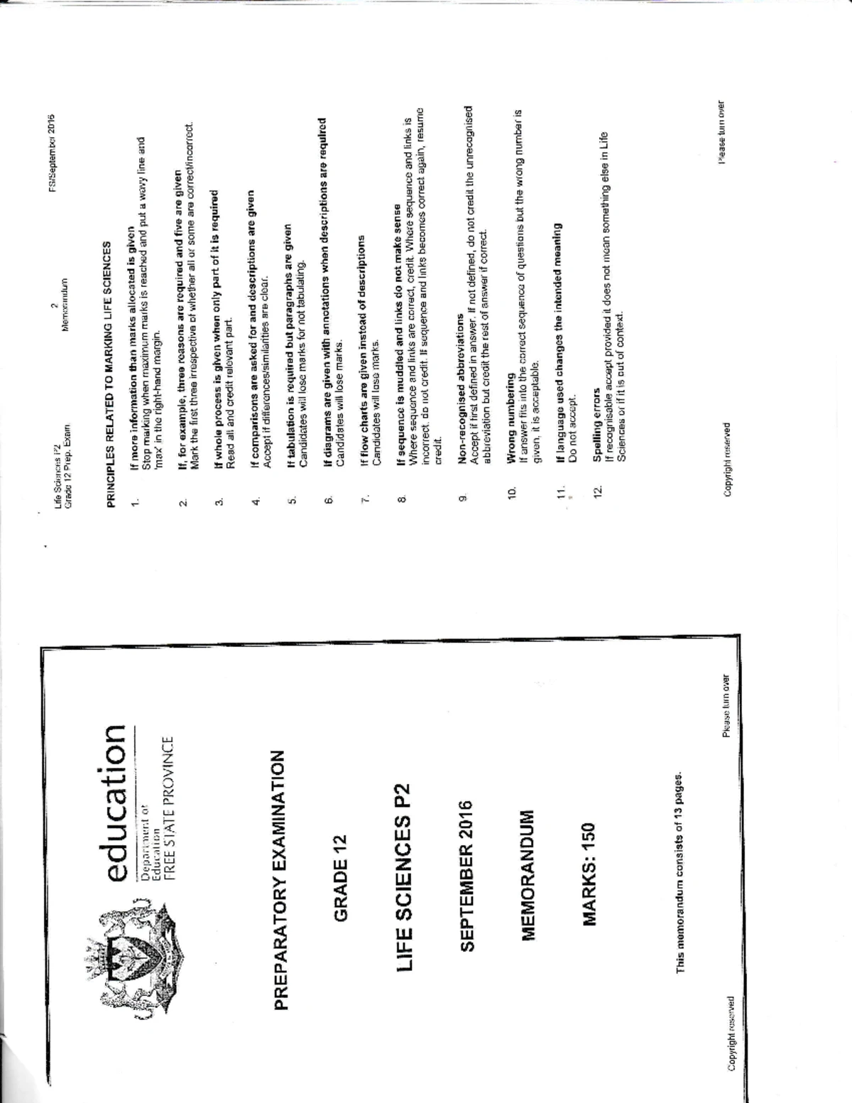 Grade 12 Life Sciences Term 2 Practical Task 2021 Marking Memo - Studocu