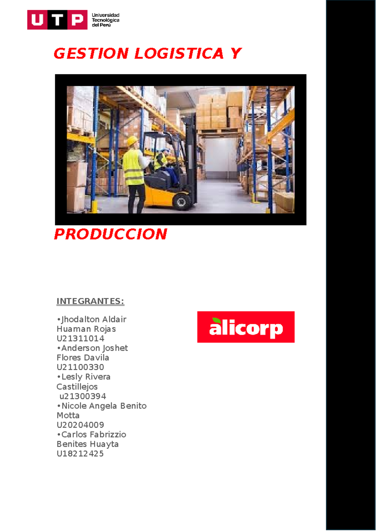 TA1 GESTIÓN LOGÍSTICA Y PRODUCCIÓN EN ALICORP - TAREA ACADÉMICA 1 - Studocu