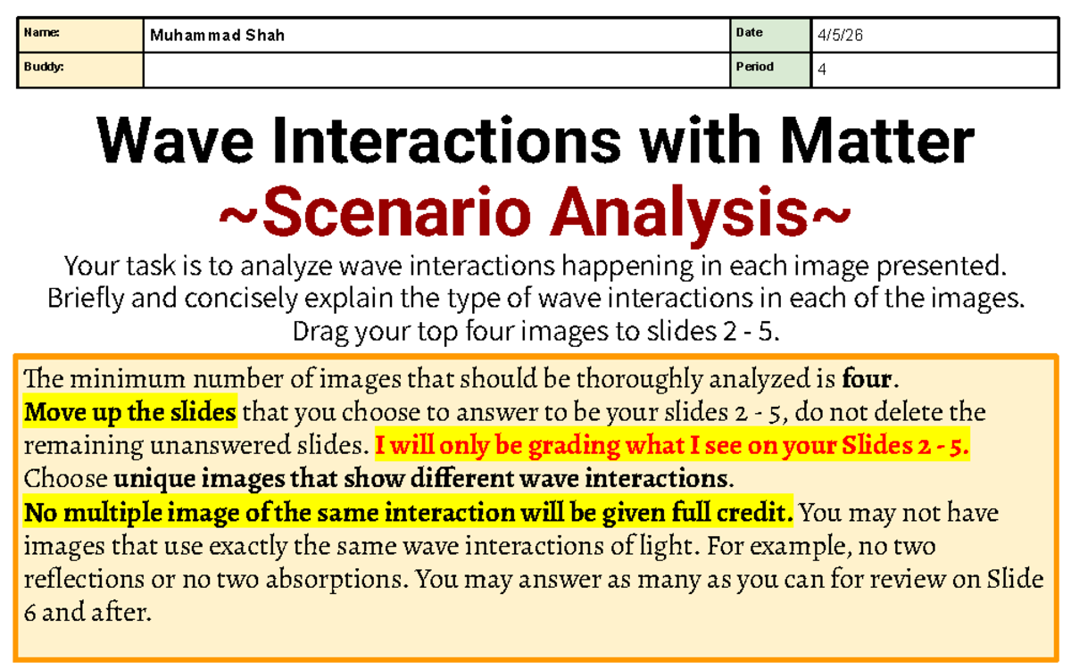 Muhammad SHAH - 18257831: Wave Interactions with Matter Analysis - Studocu