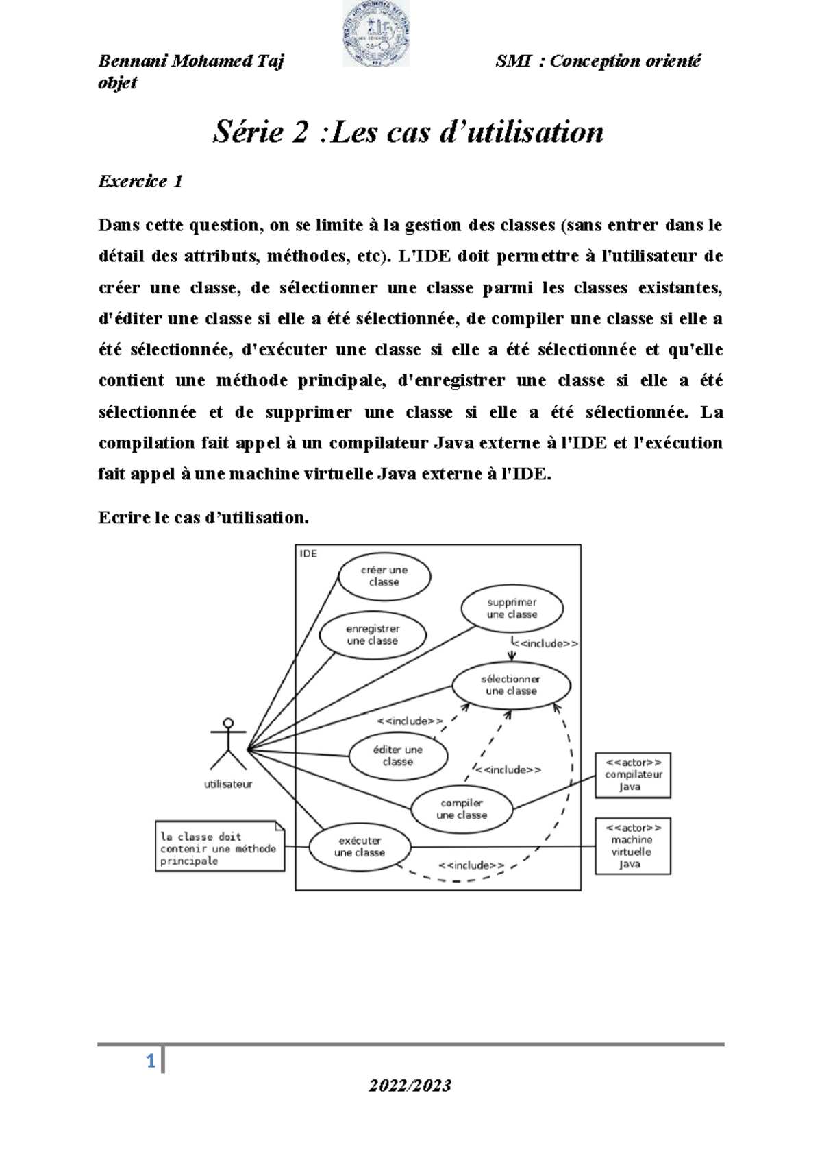 SMI: UML TD2 Exercice 1 - Gestion des Classes et Compilation - Studocu