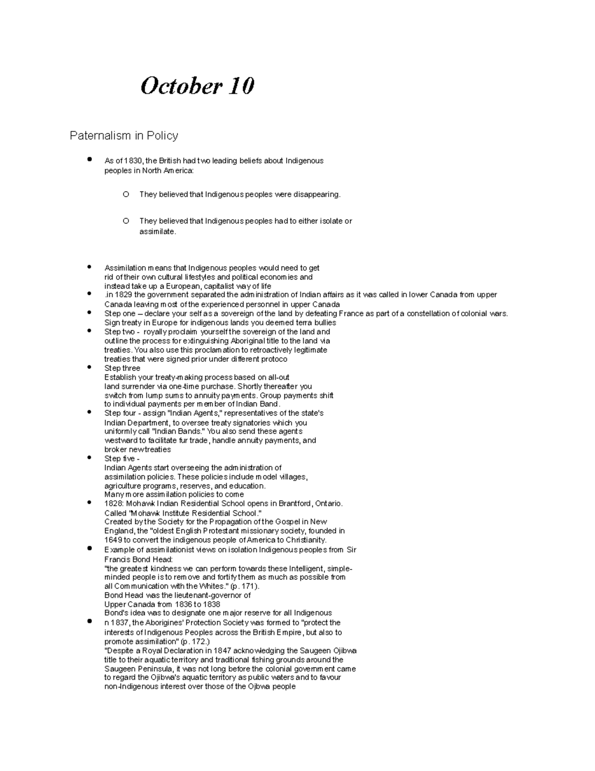 October 10 - Paternalism in Policy: Indigenous Peoples & Assimilation ...