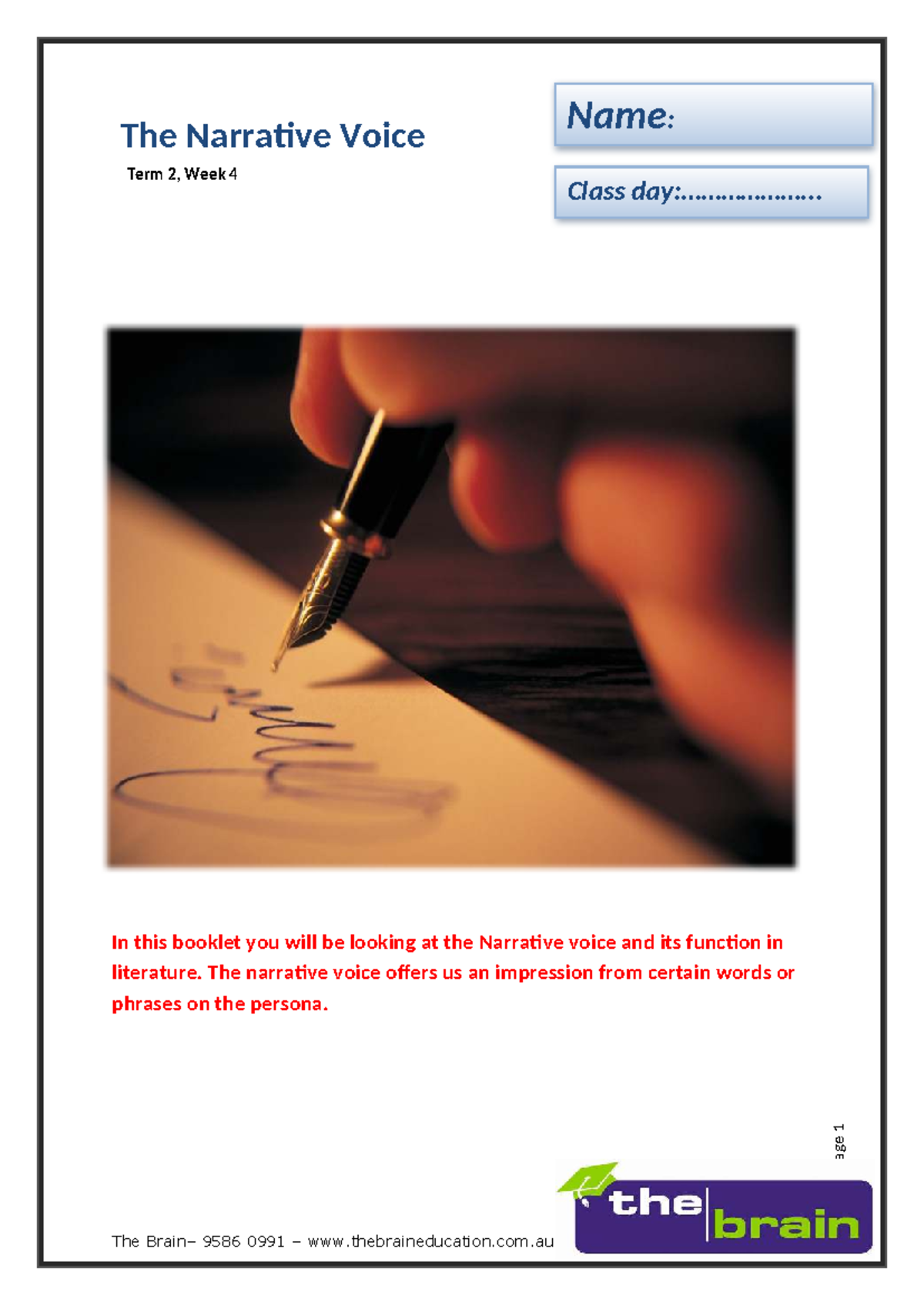 The Narrative Voice - English Notes 9586 0991 Term 2, Week 4 - Studocu
