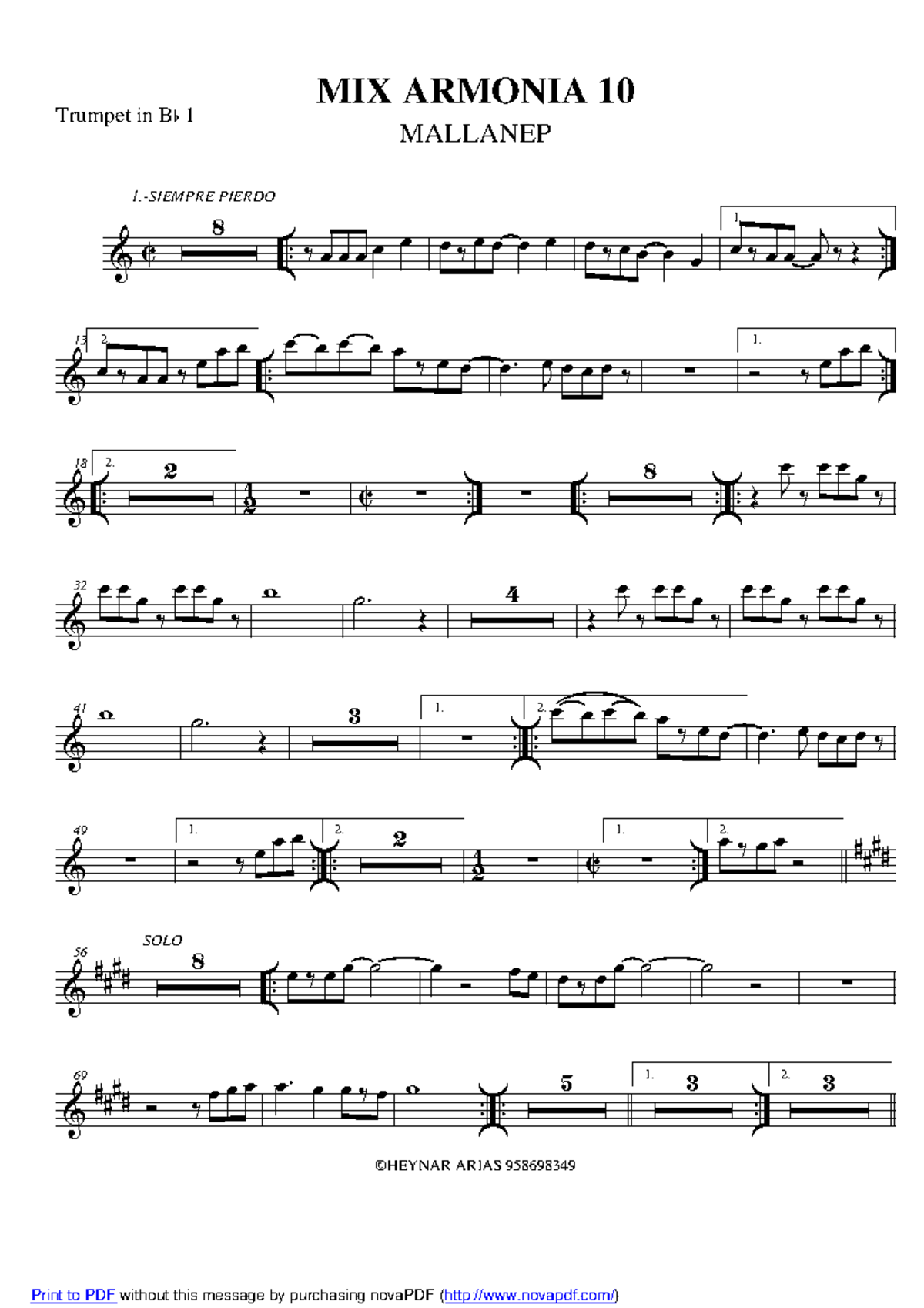 Mix Armonia-10 - Partitura Completa para Trompeta en Si♭ - Studocu