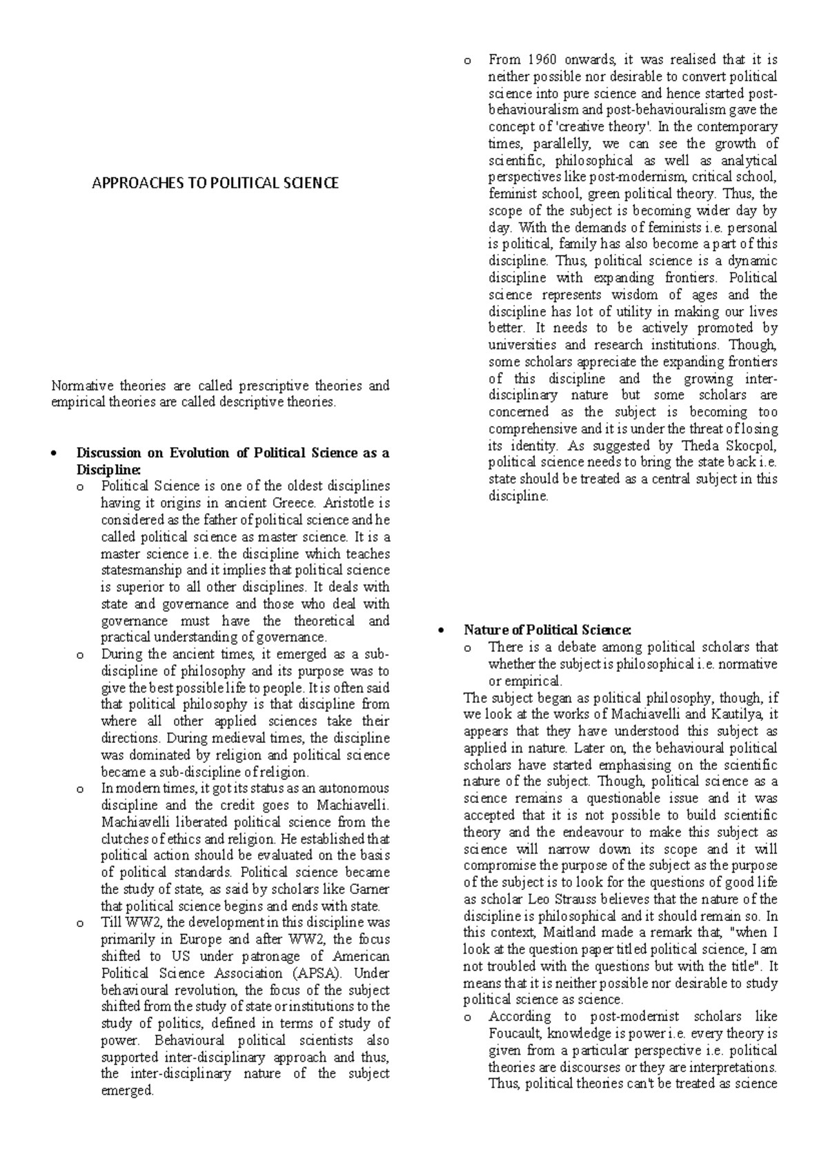 Approaches TO Political Science - APPROACHES TO POLITICAL SCIENCE ...