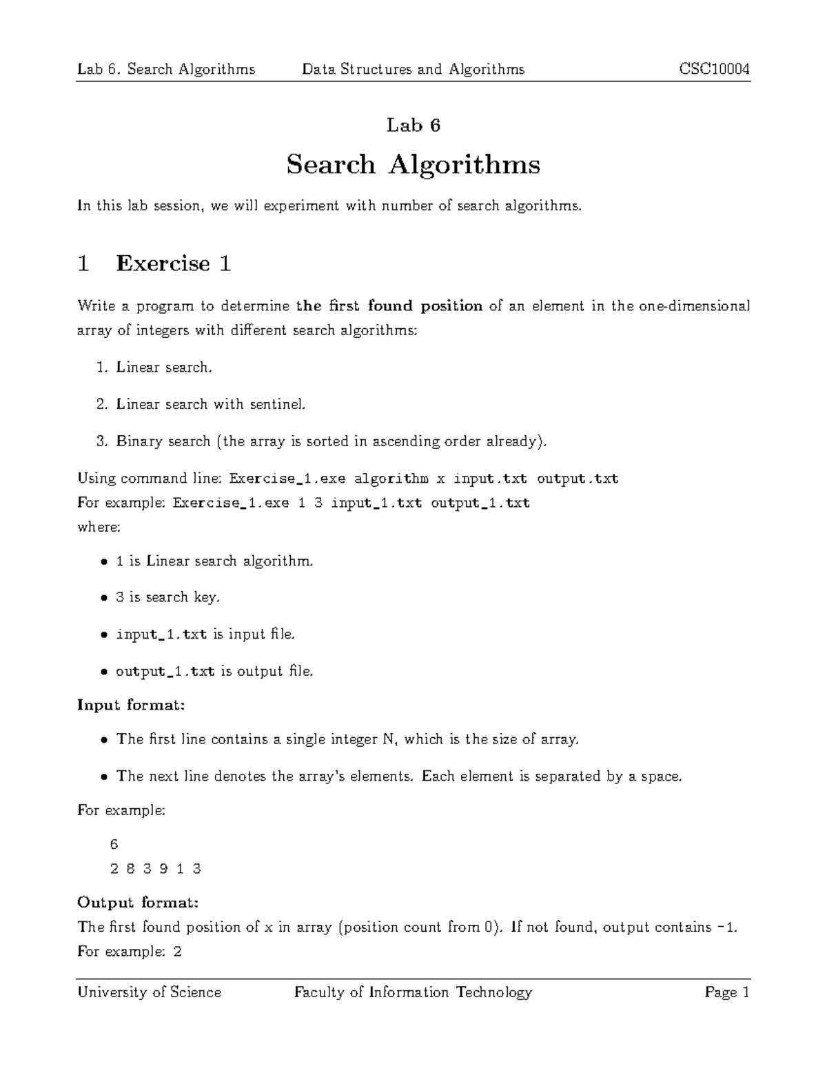 Lab 6: Search Algorithms in Data Structures and Algorithms - Studocu