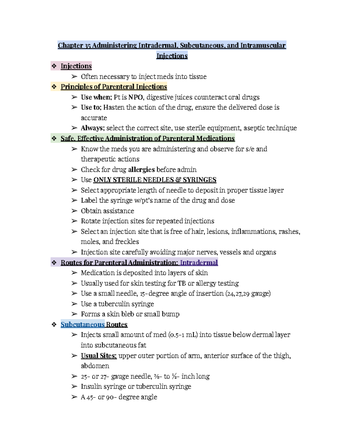 Chapter 35: Administering Intradermal, Subcutaneous, and IM Injections ...