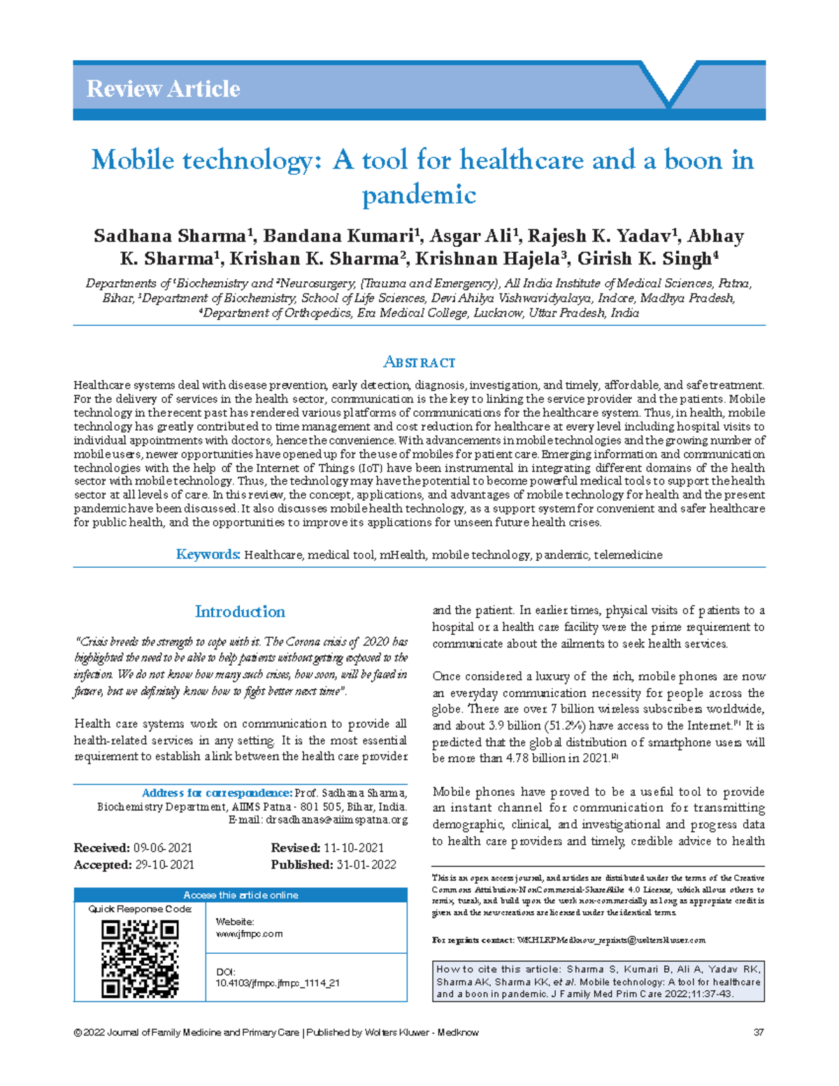 Mobile Technology in Healthcare: A Boon During COVID-19 Pandemic - Studocu