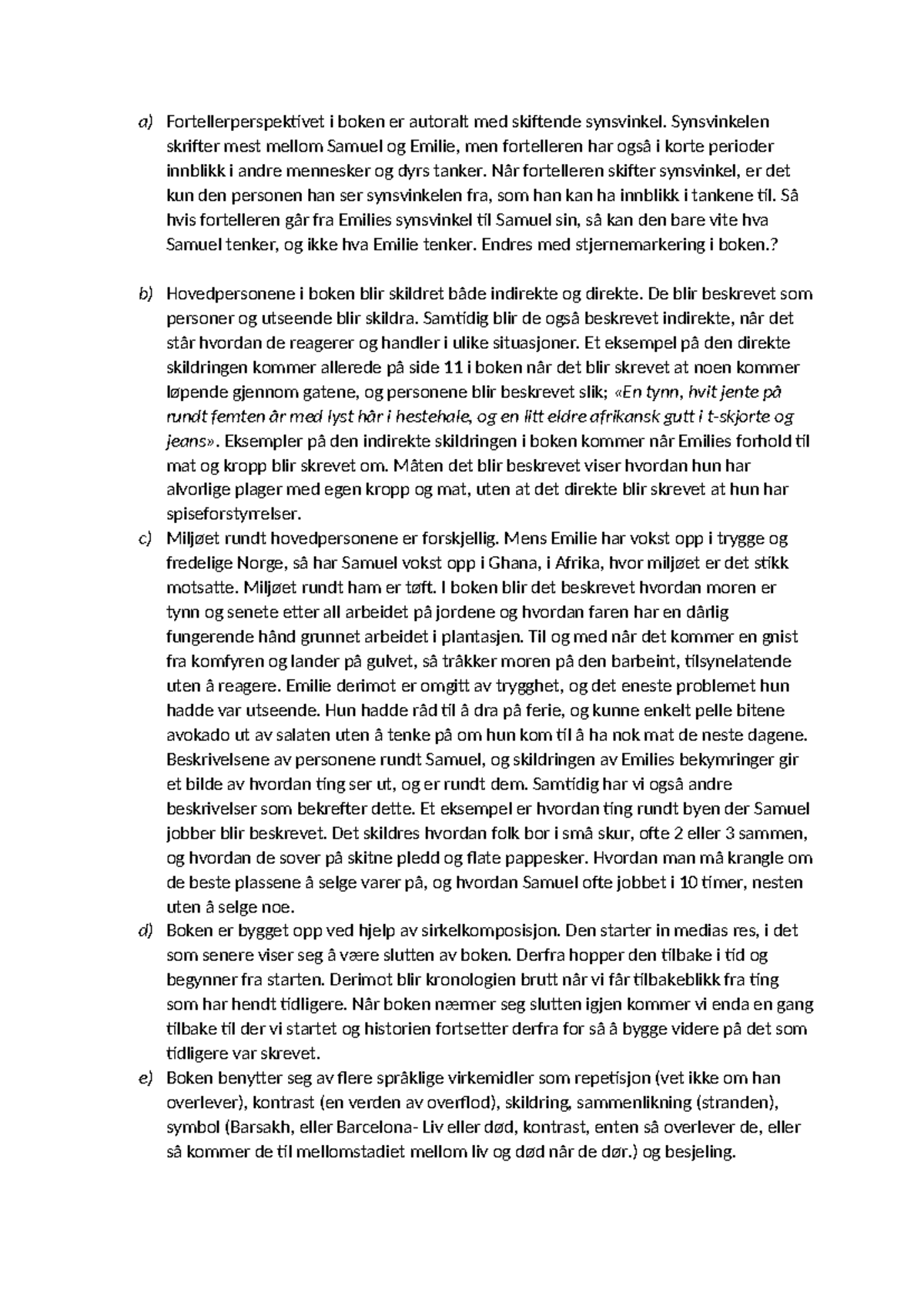 Analyse av fortellerperspektivet og karakterbeskrivelser i "Barsakh ...
