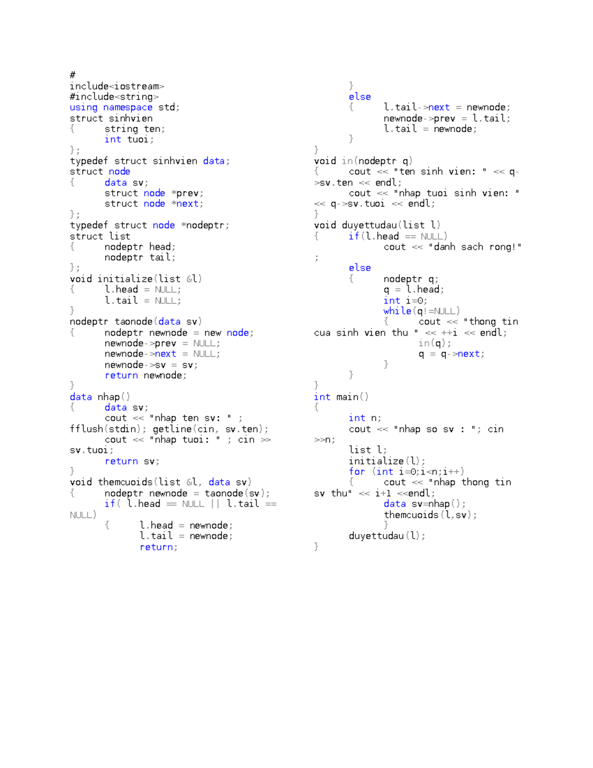 CẤU TRÚC DỮ LIỆU GIẢI THUẬT - include #include using namespace std; - Studocu