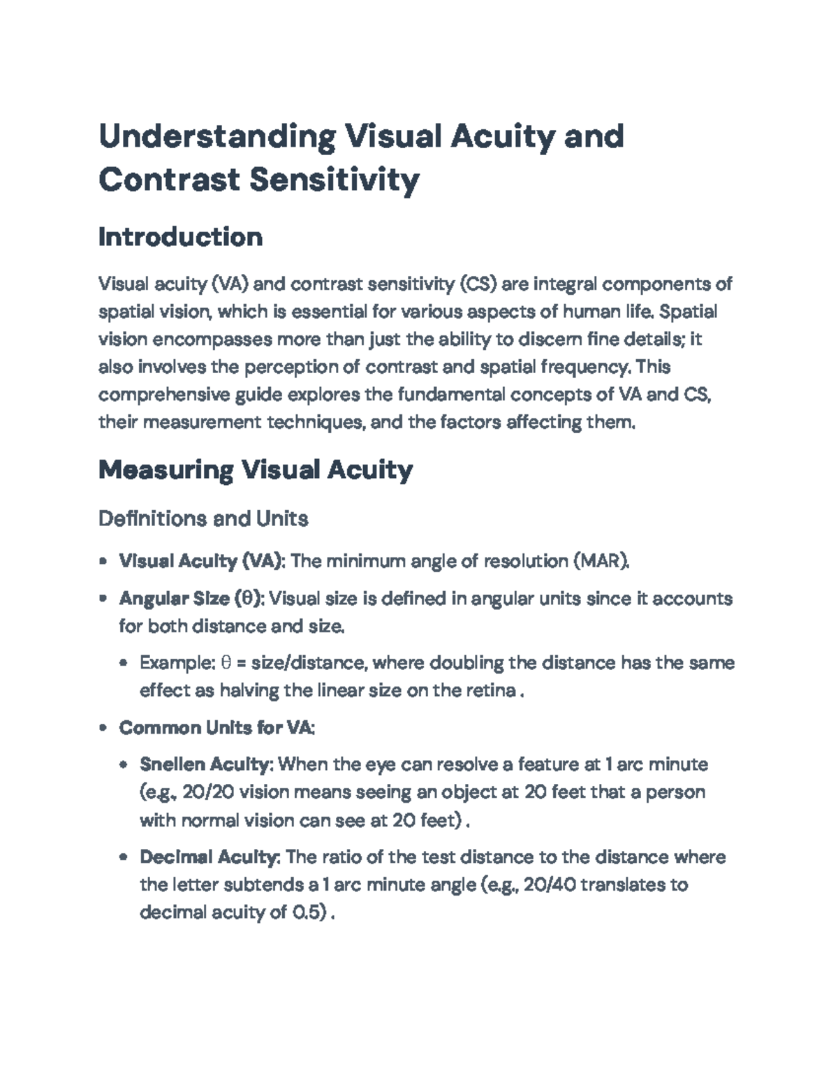 Understanding Visual Acuity and Contrast Sensitivity in Vision Science ...