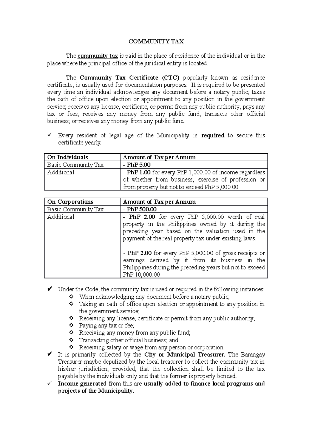Community-TAX - It's about community taxes - COMMUNITY TAX The ...