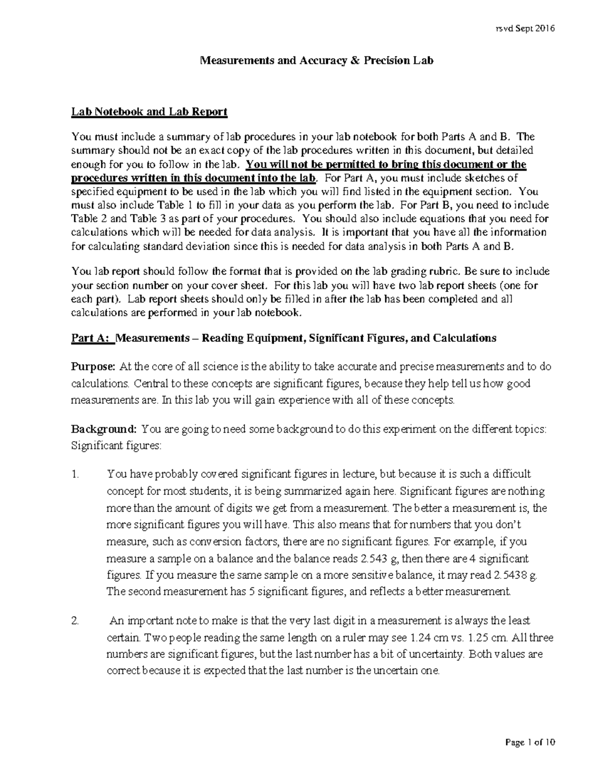 Measurements Precision and Accuracy Lab (Part A & B) Guide - Studocu