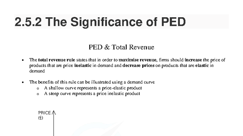 2.5.2 Understanding Price Elasticity of Demand (PED) and Revenue - Studocu