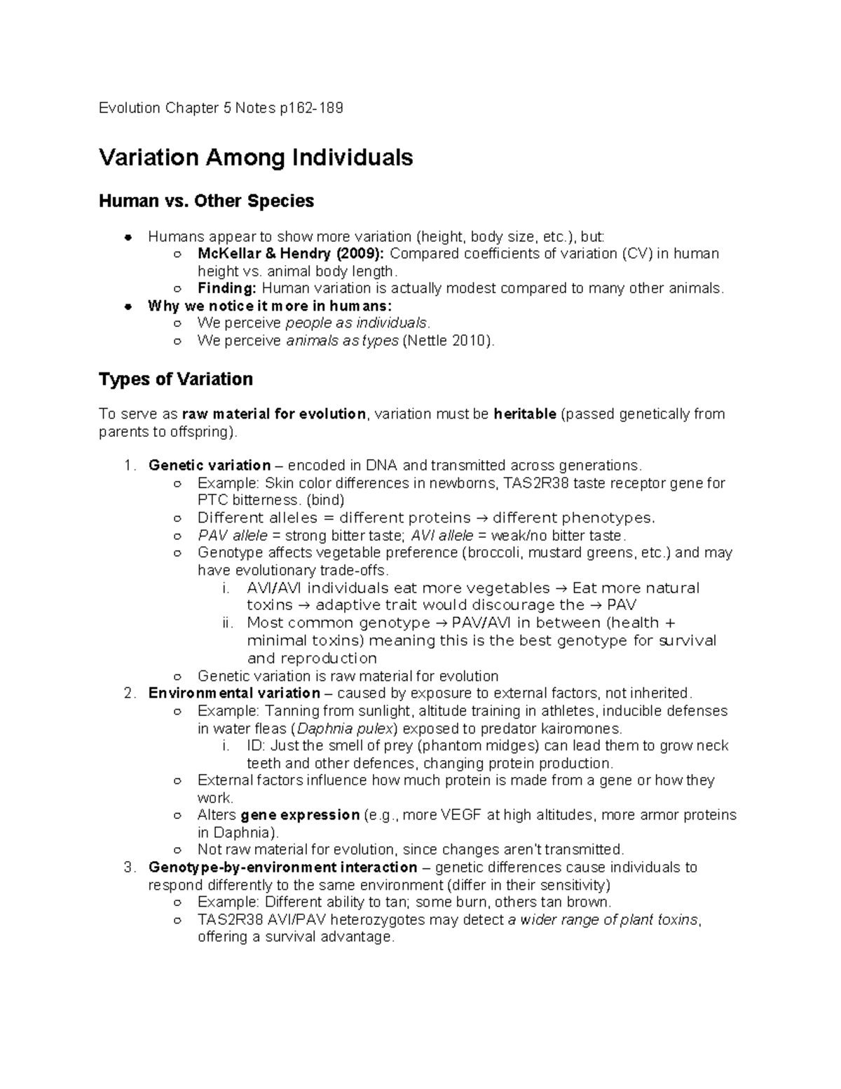 Evolution Chapter 5: Mutation, Alleles, and Variation Notes - Studocu