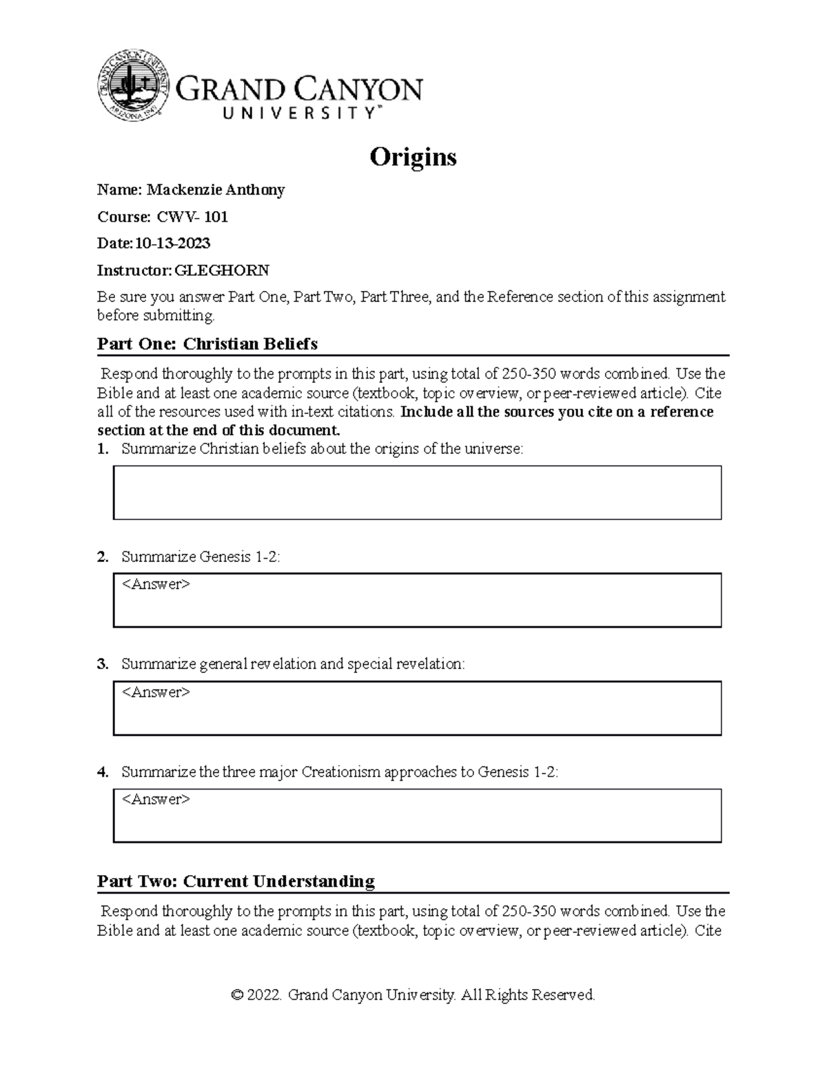 CWV 101 301 RS T2Origins Online - Origins Name: Mackenzie Anthony ...