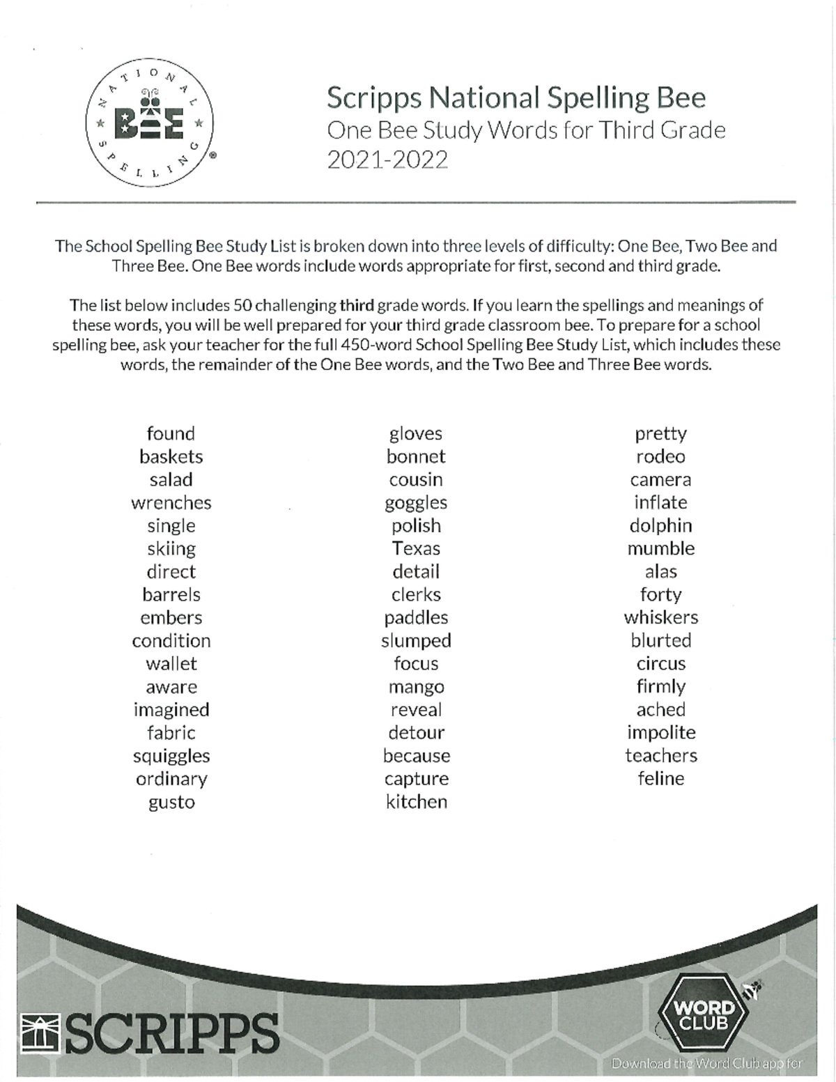Spelling Bee List for Practice and Preparation - Studocu