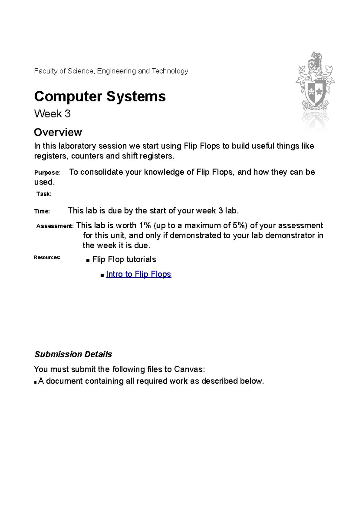 Computer Systems Lab - Week 3: Exploring Flip Flops and Registers - Studocu