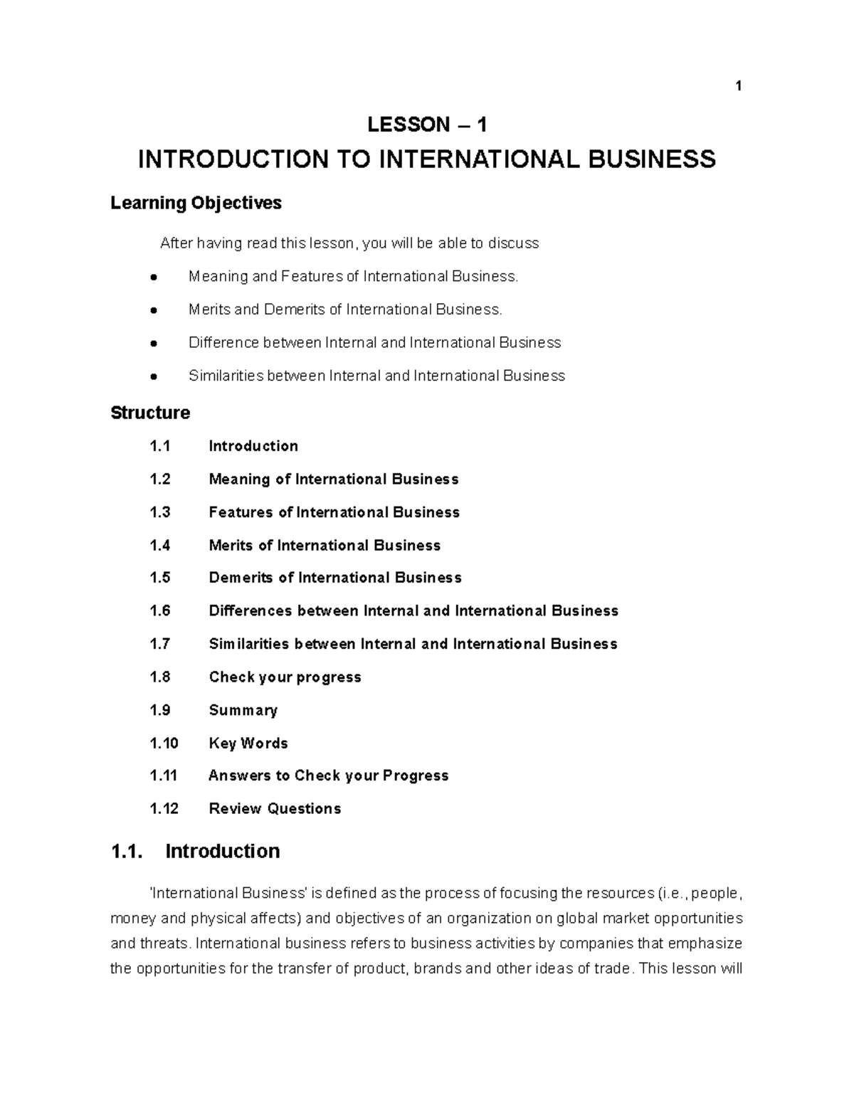 International Business Lesson 1: Introduction, Features & Challenges ...