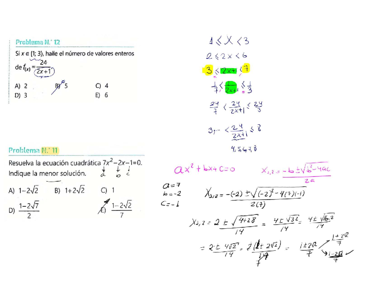Problemas de Álgebra: Ecuaciones e Inecuaciones - Clase Anderson UNI 6 ...