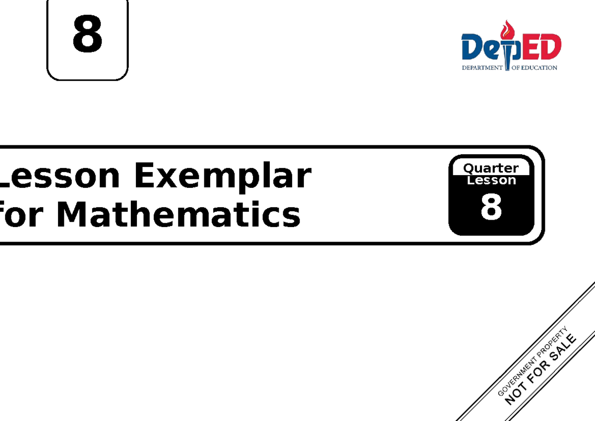 Q1 LE Mathematics 8: Lesson 8 Exemplar for Week 8 - Studocu