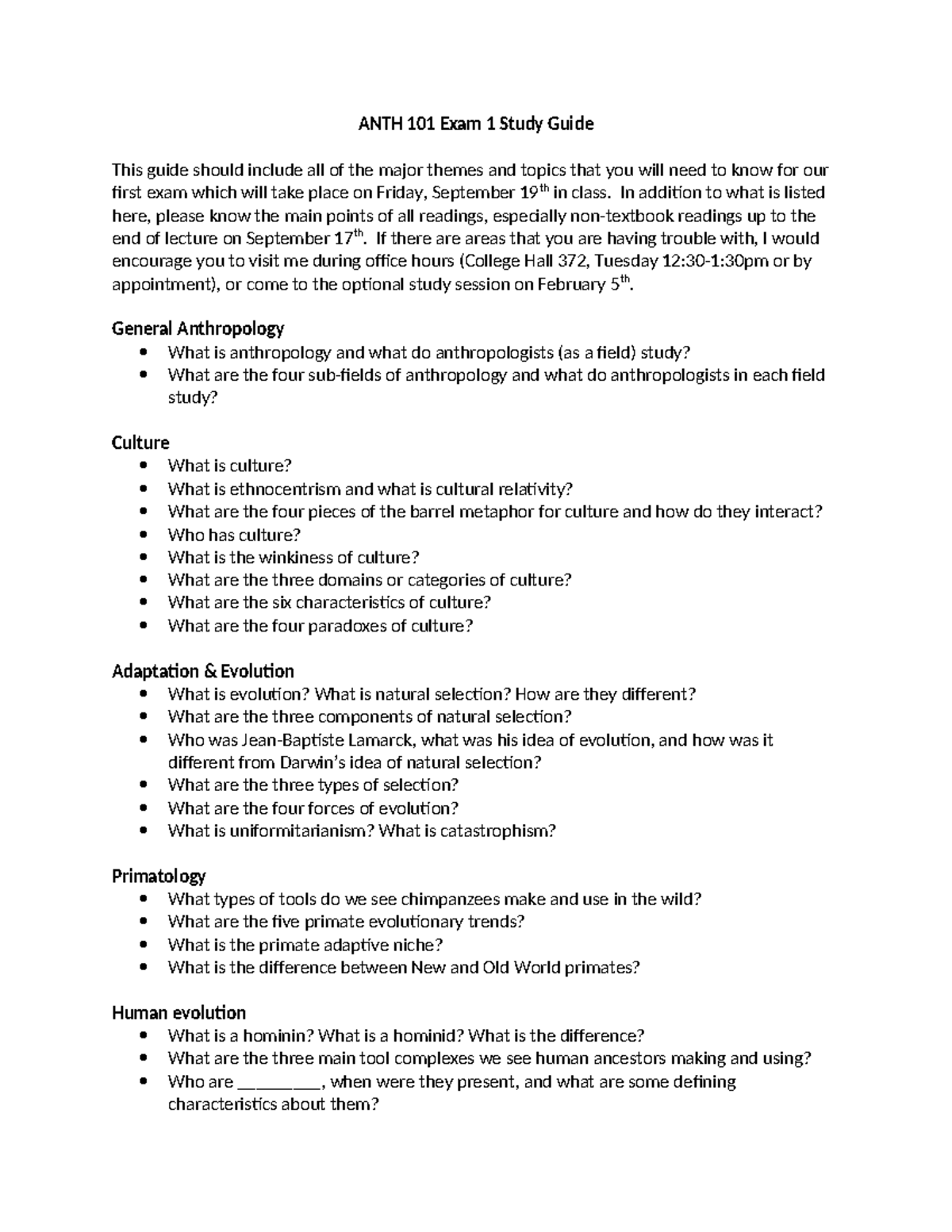 ANTH 101 Midterm Exam Study Guide: Key Themes & Topics - Studocu