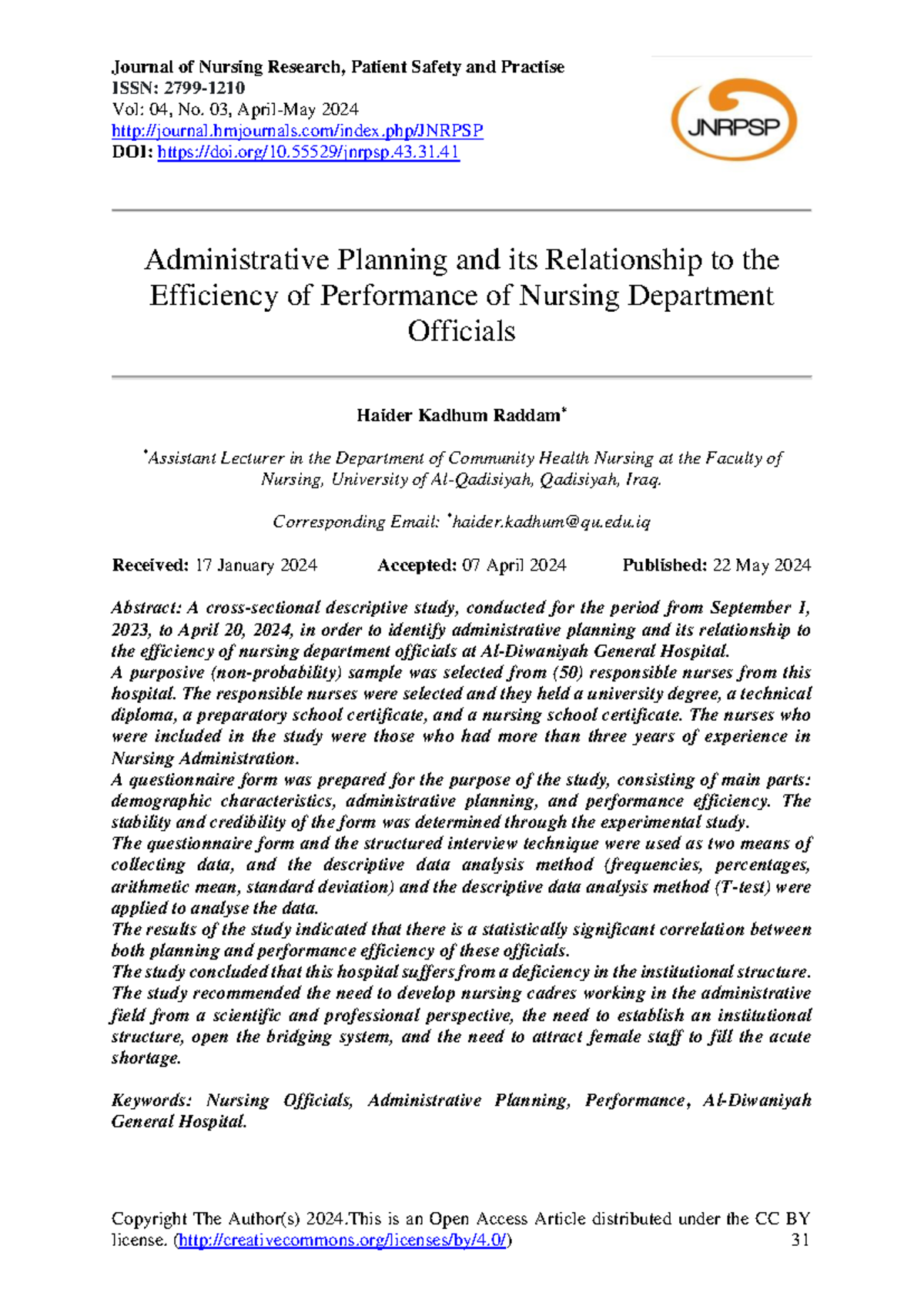 Administrative Planning and its Relation - ISSN: 2799- Vol: 04, No. 03 ...