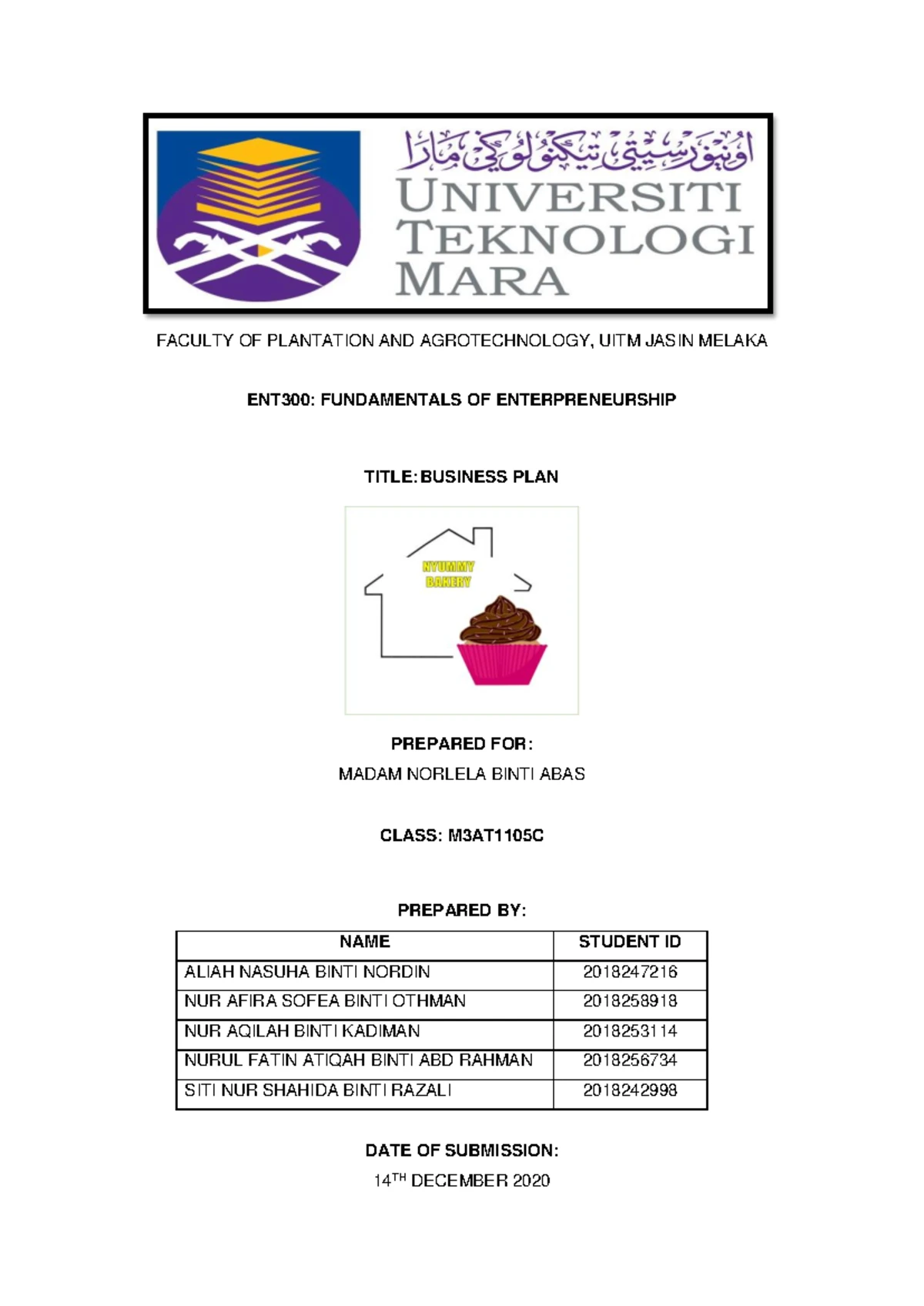 ENT300 Group Assignment A3 Business Plan - FUNDAMENTALS OF ...