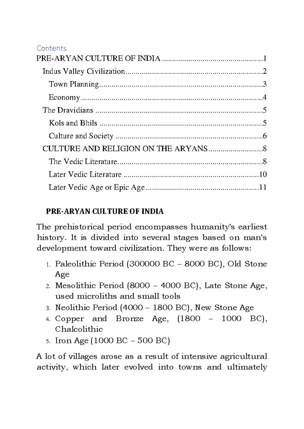 India's Pre-Aryan & Aryan Culture: A Comprehensive Overview - Studocu