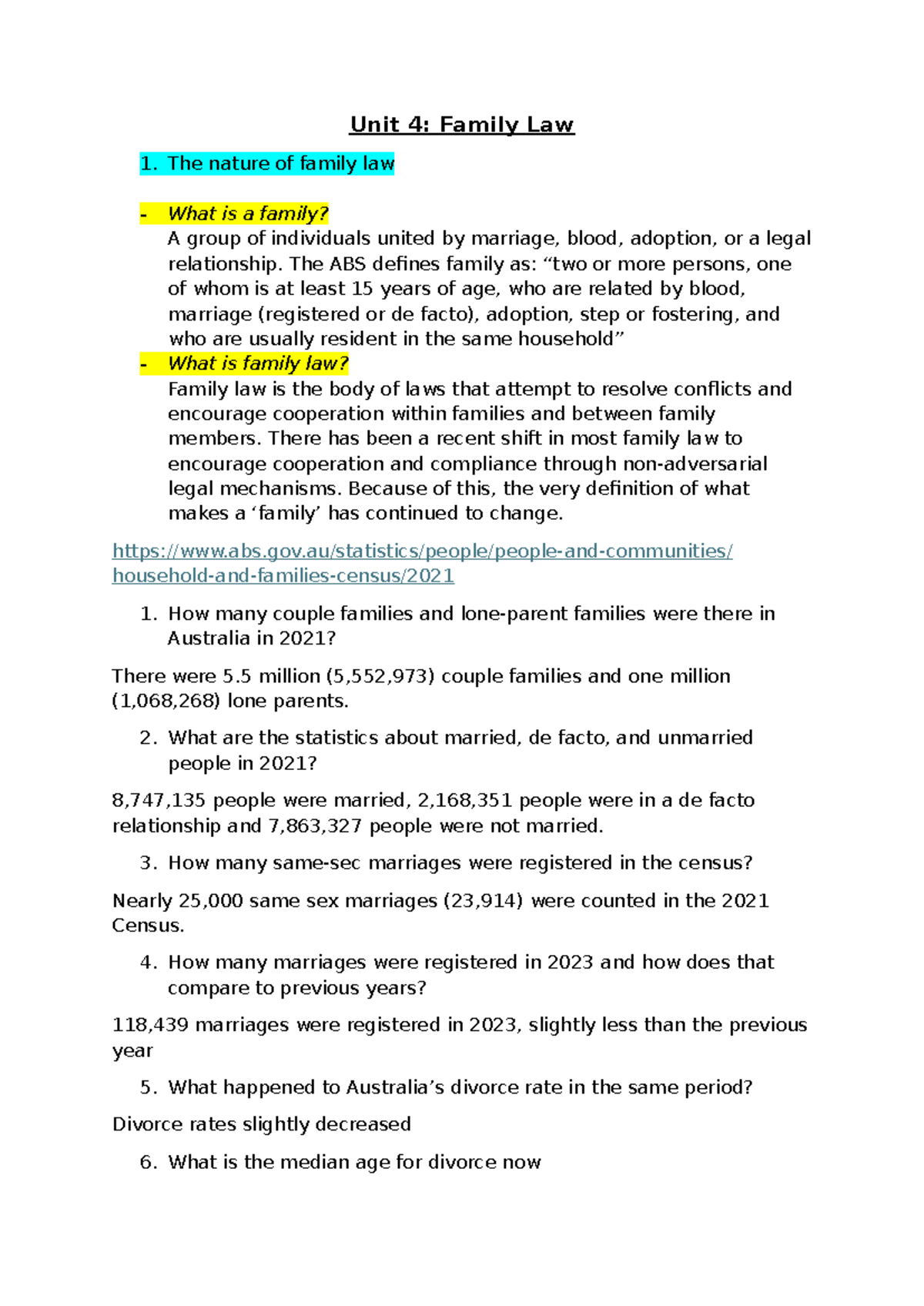 Unit 4: Family Law Notes - Understanding Family Dynamics and Legal ...