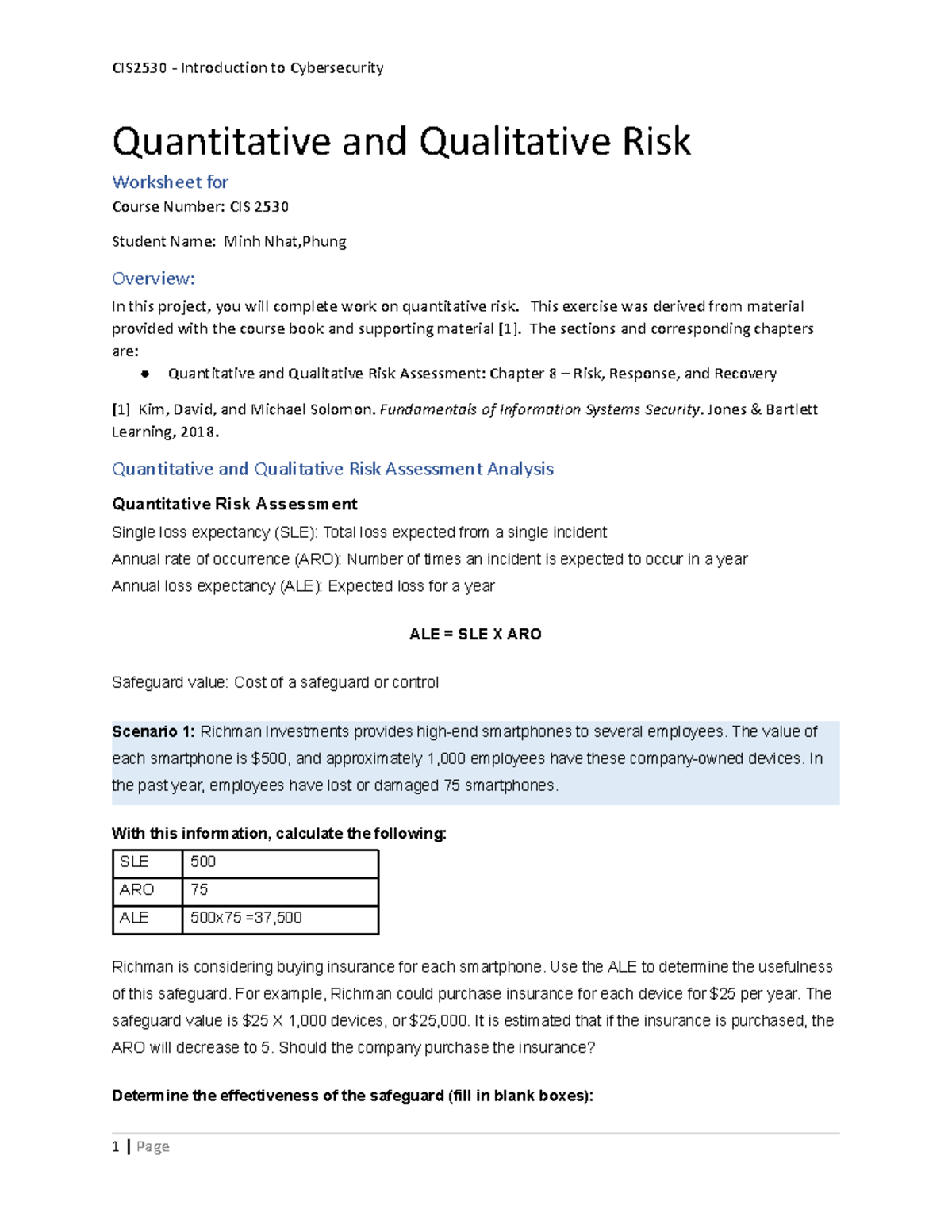 Quantitative and Qualitative Risk - Quantitative and Qualitative Risk ...