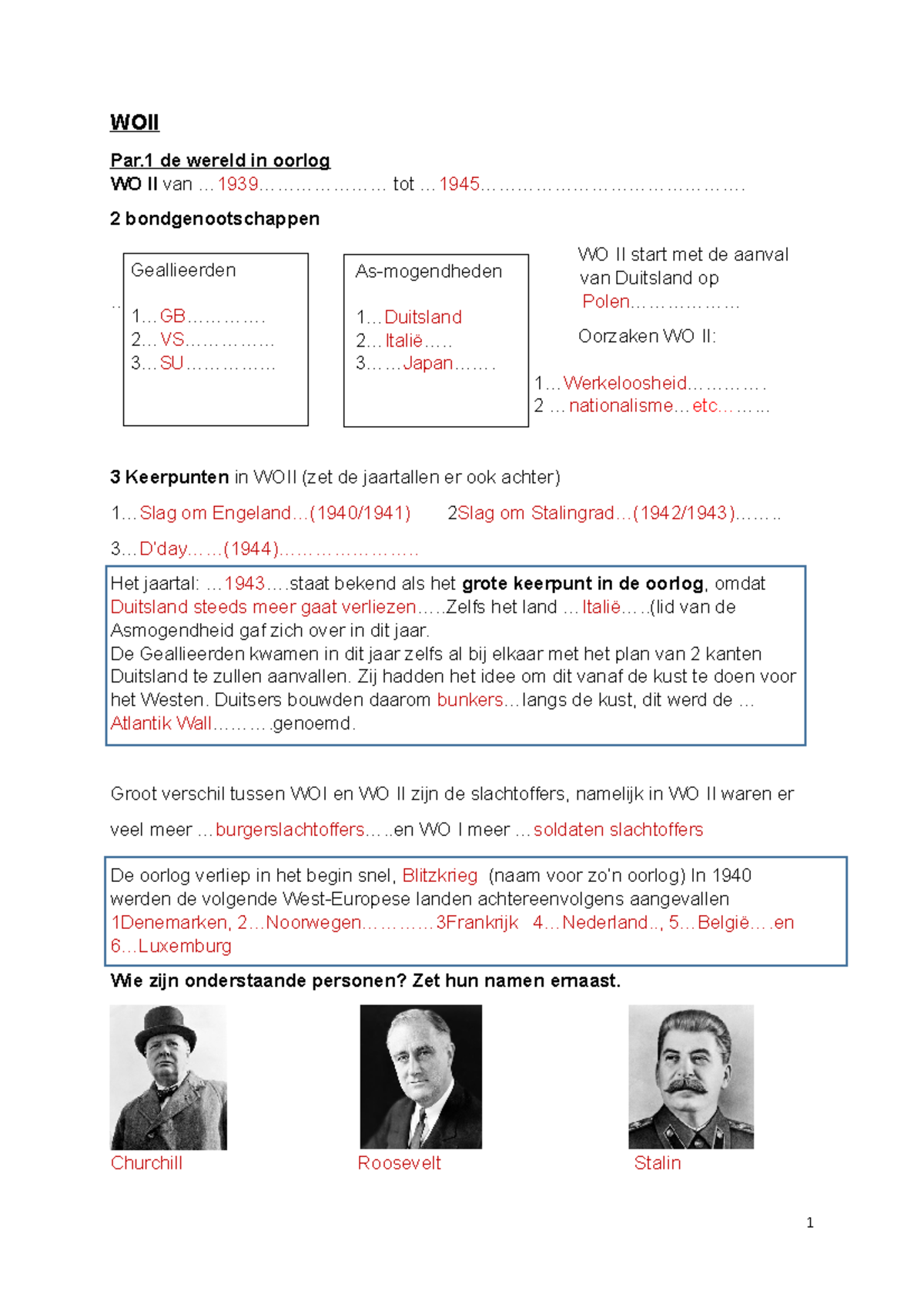 Afsluitende Opdracht H.4: De Belangrijkste Kenmerken van WOII - Studeersnel