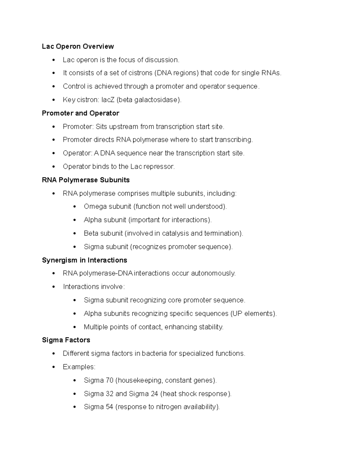 Lec 2 & 3: Lac & Trp Operon Mechanisms in Gene Regulation - Studocu
