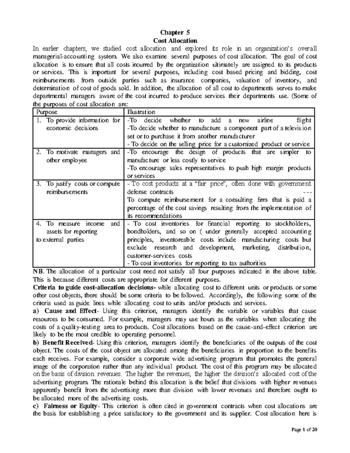 Chapter 5: Cost Allocation - Understanding Principles and Applications ...