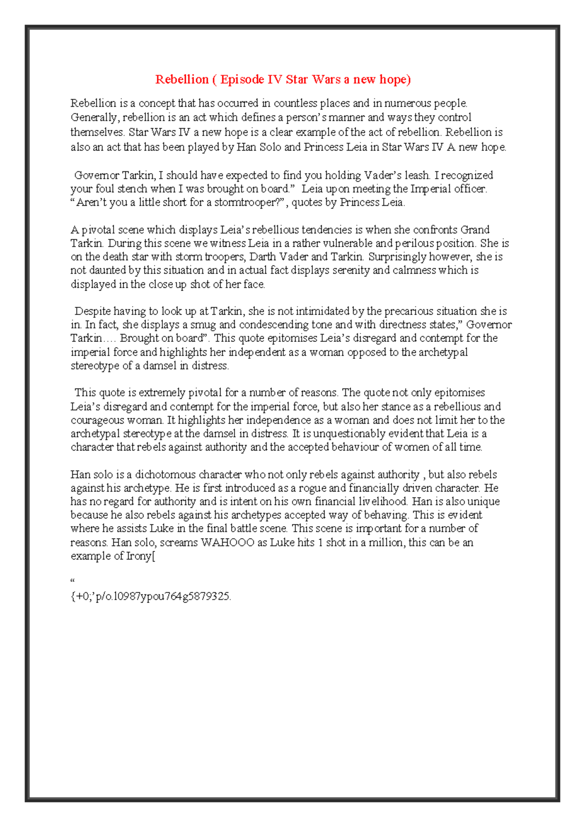 Rebellion in Star Wars IV: A New Hope - Key Insights and Analysis - Studocu