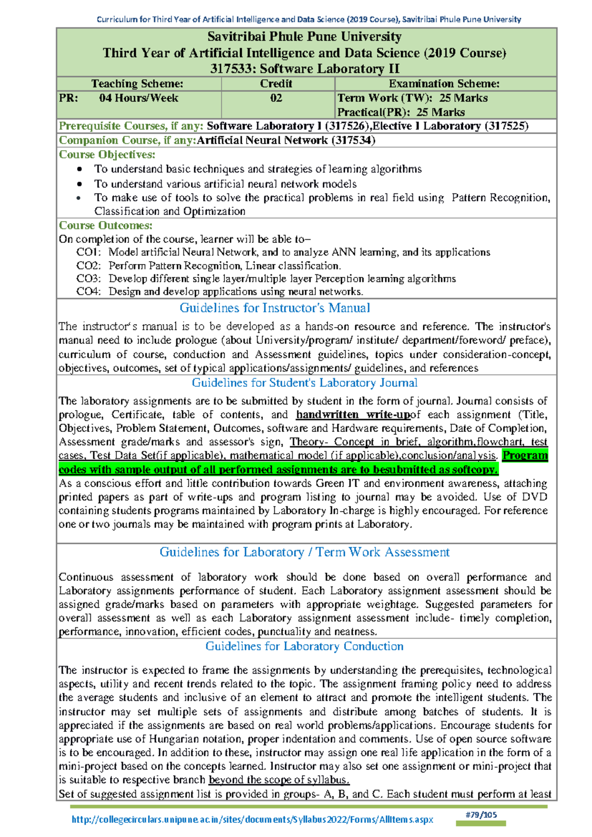 Third Year AI & Data Science (2019 Course) - ANN SL2 Practical Syllabus ...