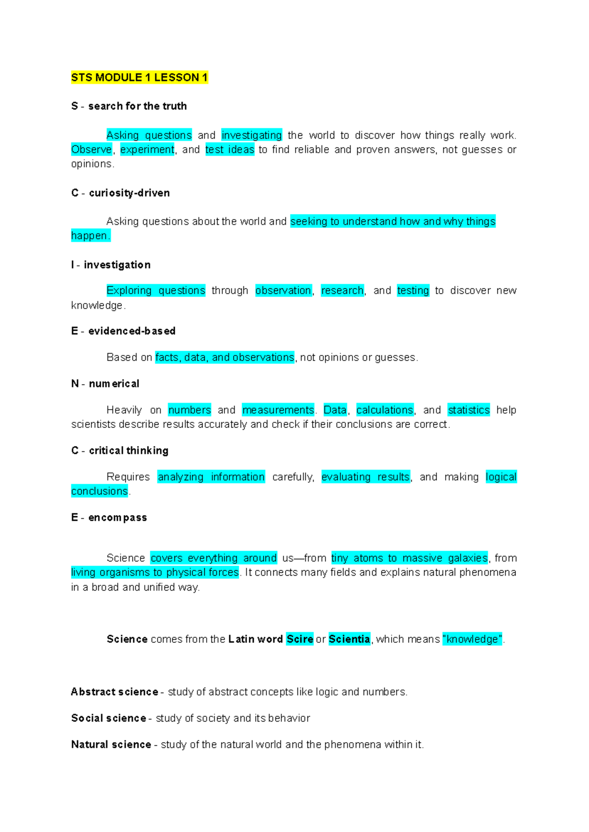 STS Module 1 Lesson 1: Introduction to Scientific Inquiry - Studocu
