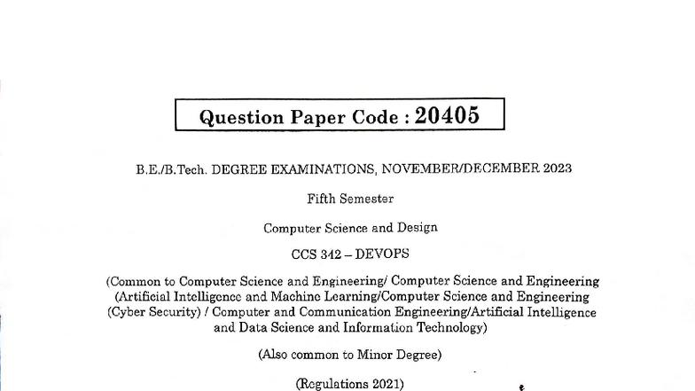 CCS 342 DevOps Degree Exam Question Paper - 2023 - Studocu