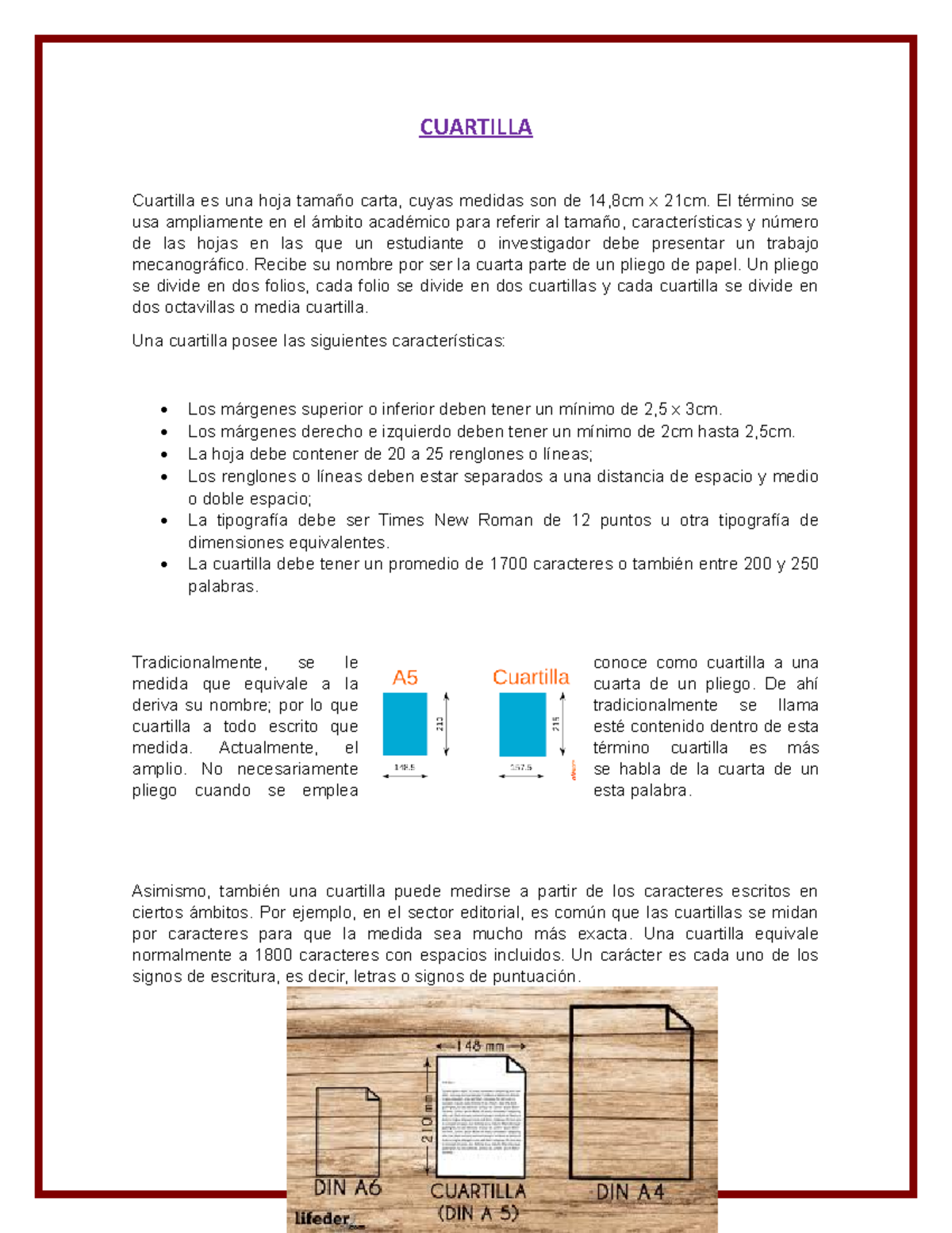 Cuartillas: Características y Normas para su Uso Académico - Studocu