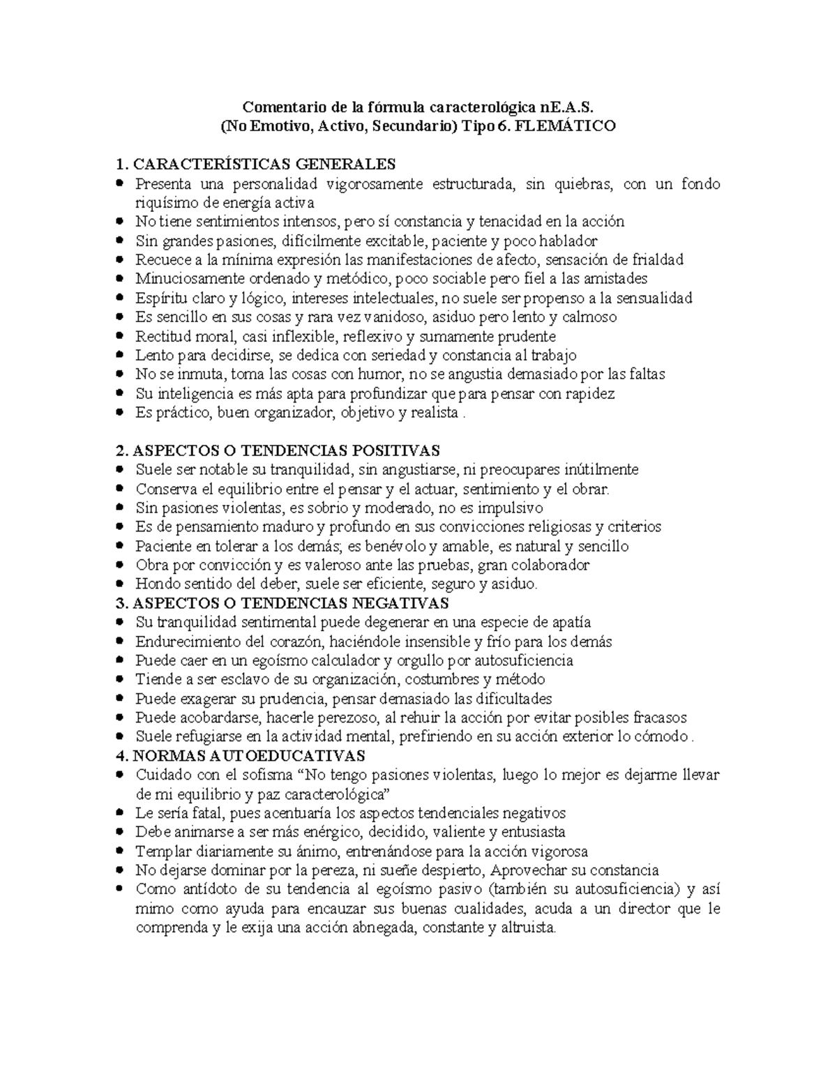 Comentario sobre la Personalidad FLEMÁTICA Tipo 6 - Características y ...