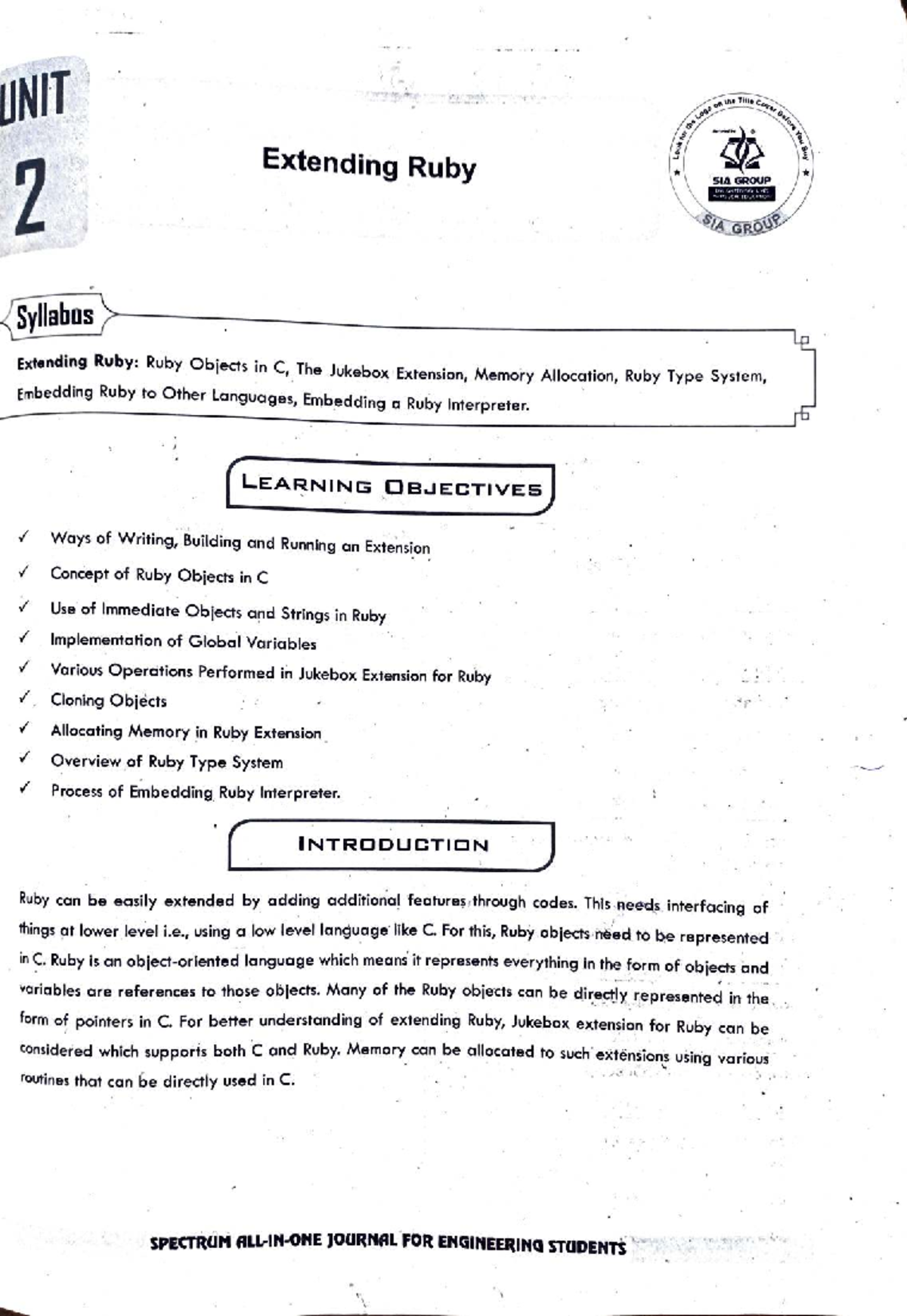 Scripting Languages Unit 2: Extending Ru and Jukebox Extension - Studocu