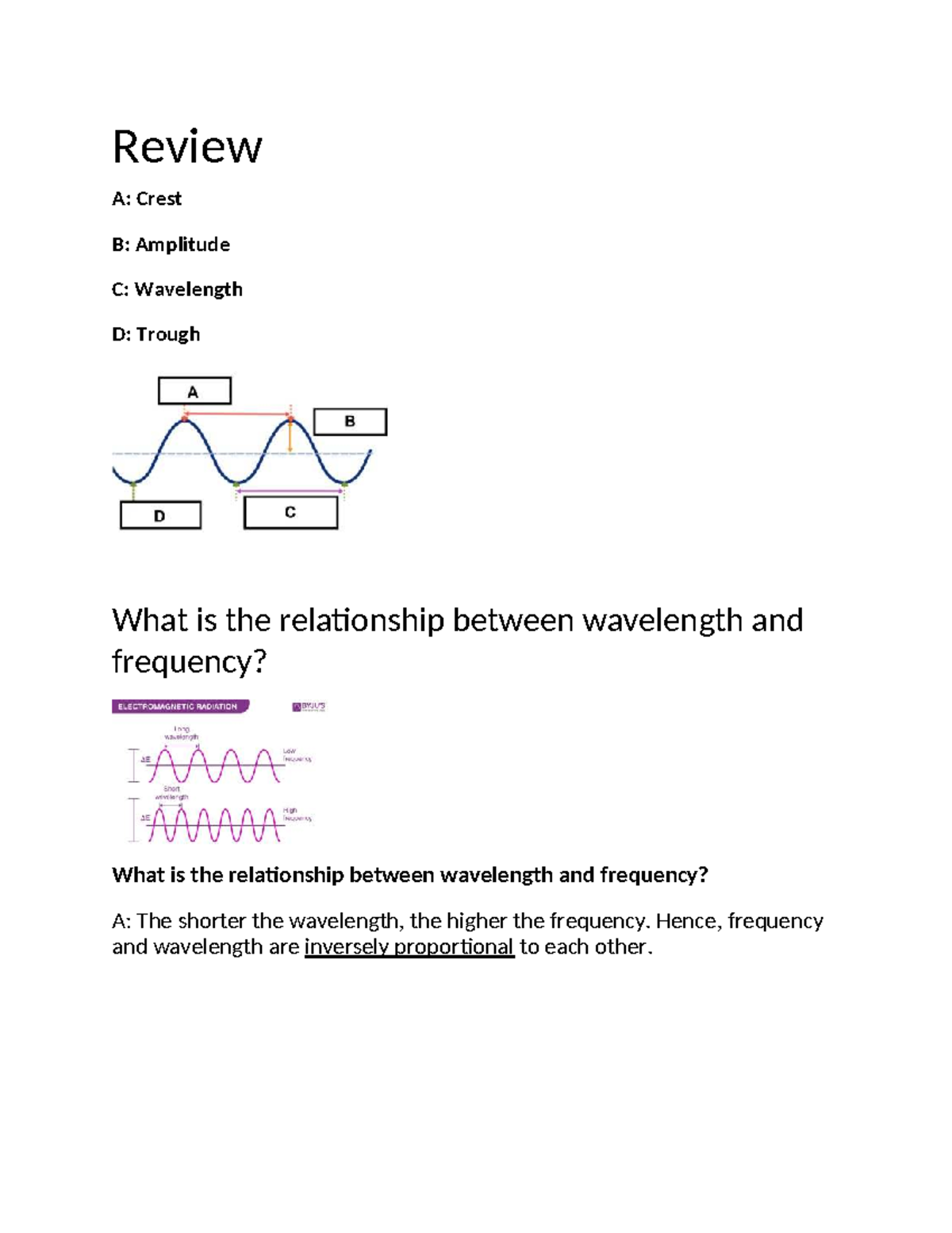 Electromagnetic Spectrum & Red-Shift Concepts Review - Studocu