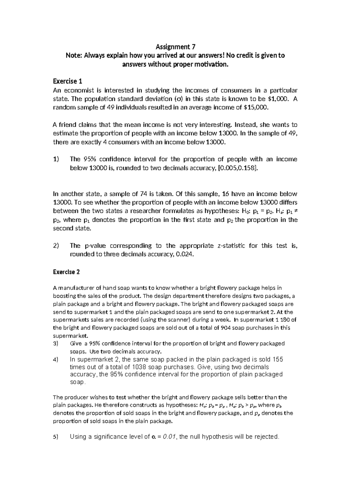 Assignment 7: Proportion Analysis and Confidence Intervals - Studeersnel