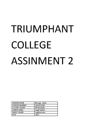 Legal studies - DLL04 - Triumphant College - Studocu