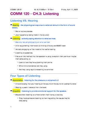 COMM 120 - CH.10 Beginning & Ending your Speech - COMM 120 - CH ...