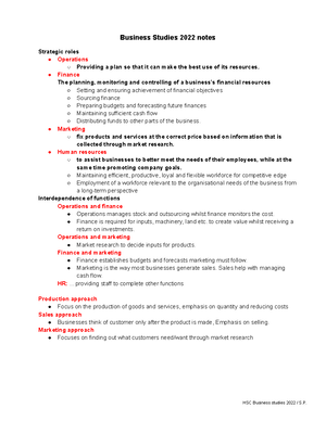HSC Business Notes - Business Studies | Syllabus Notes | Year 12 HSC By ...